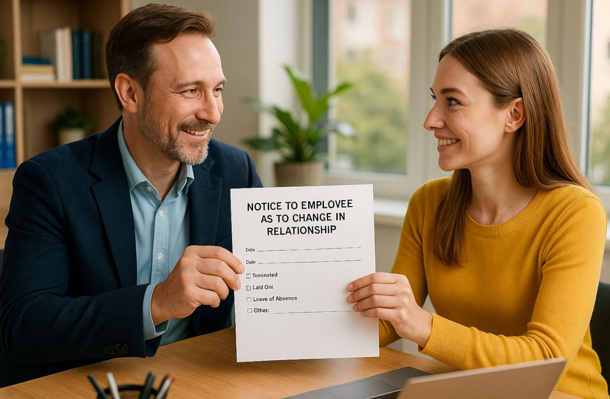 California notice to employee as to change in relationship ...